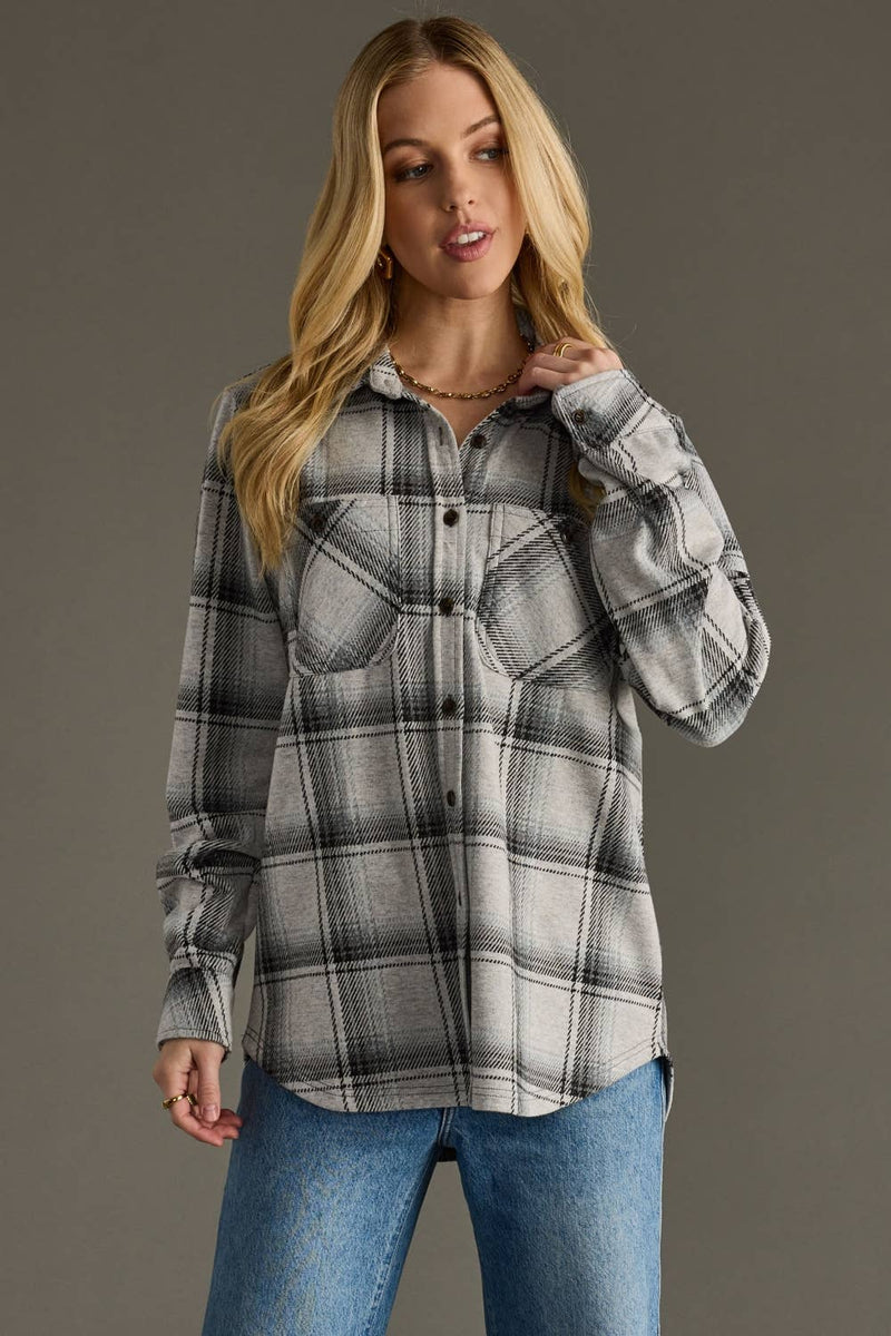 Lt. Gray & Black Plaid Button Up – WaskaVillage