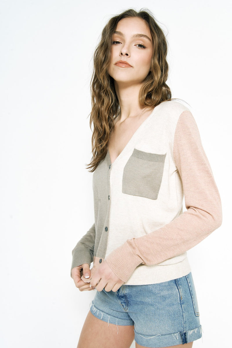 Color Block Button Down Cardigan – WaskaVillage