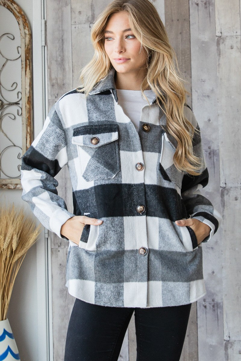 Brushed Plaid Shacket Jacket – WaskaVillage