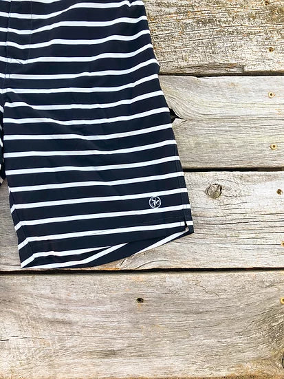 Men's Navy Striped Boat Shorts – WaskaVillage